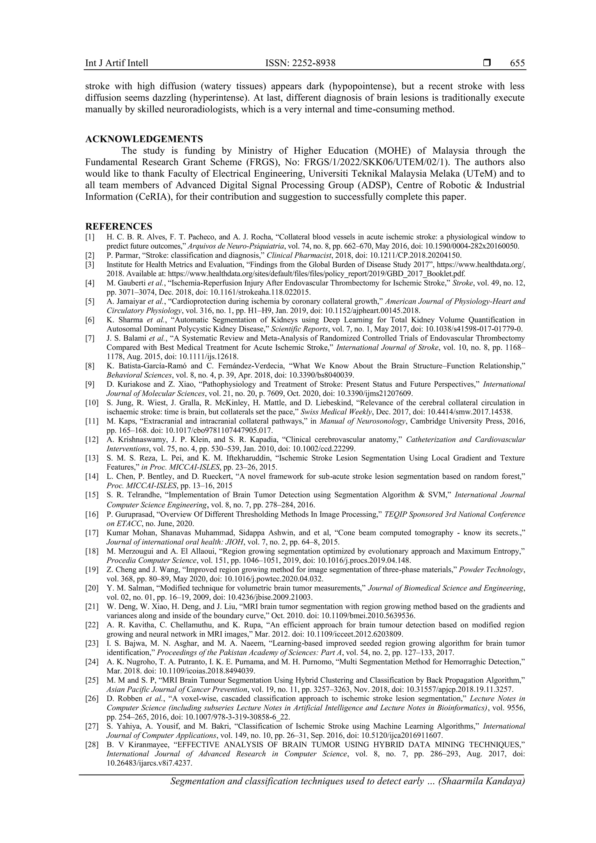 Segmentation and classification techniques used to detect early stroke diagnosis using brain ...