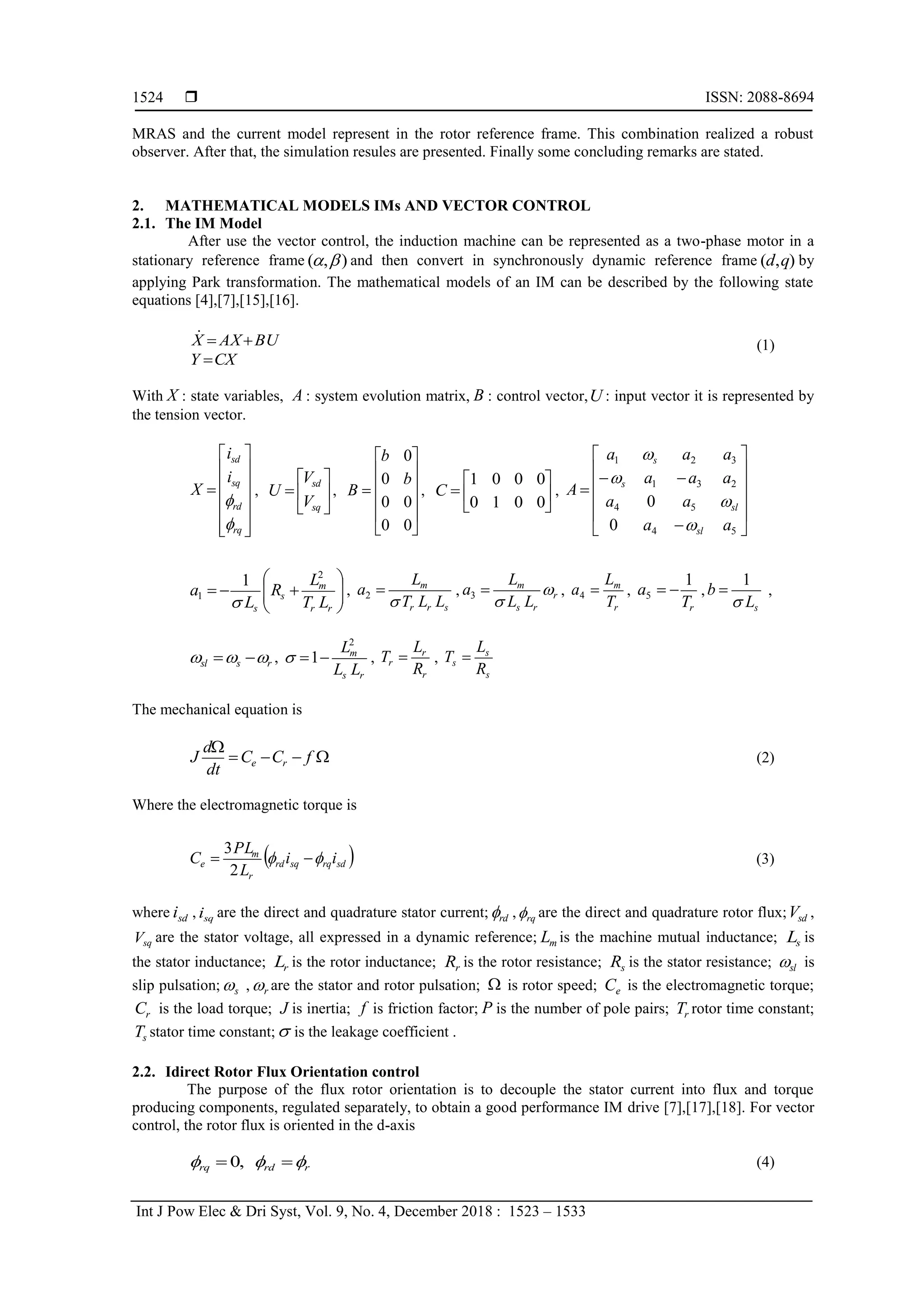 Mras Speed Sensorless Vector Control Of Induction Motor Drives Using Predictive Adaptation