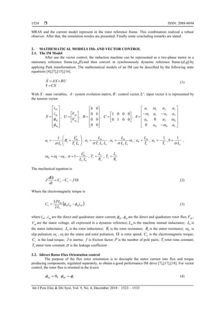 MRAS Speed Sensorless Vector Control of Induction Motor Drives using Predictive Adaptation ...