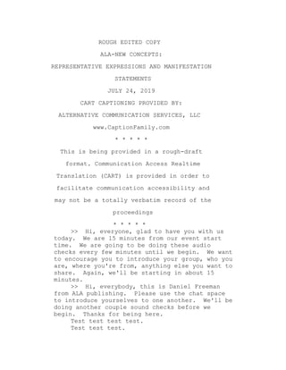 New Concepts: Representative Expressions and Manifestation Statements ...