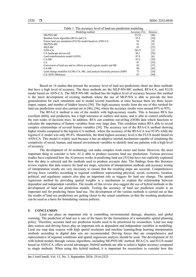 Artificial intelligence in land use prediction modeling: a review | PDF