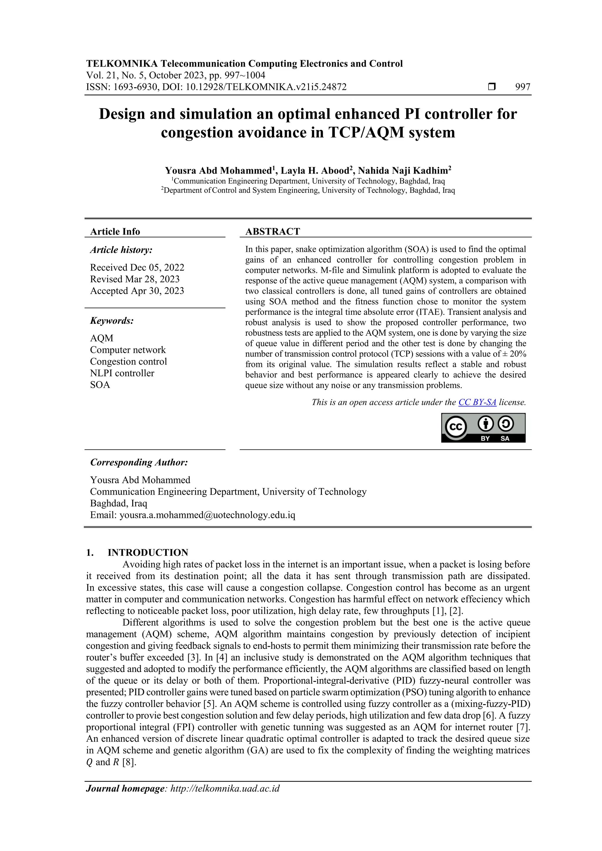 Design and simulation an optimal enhanced PI controller for congestion avoidance in TCP/AQM ...
