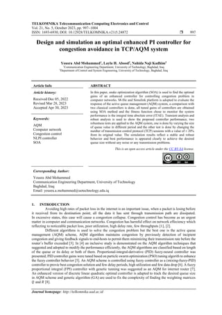 Design and simulation an optimal enhanced PI controller for congestion avoidance in TCP/AQM ...