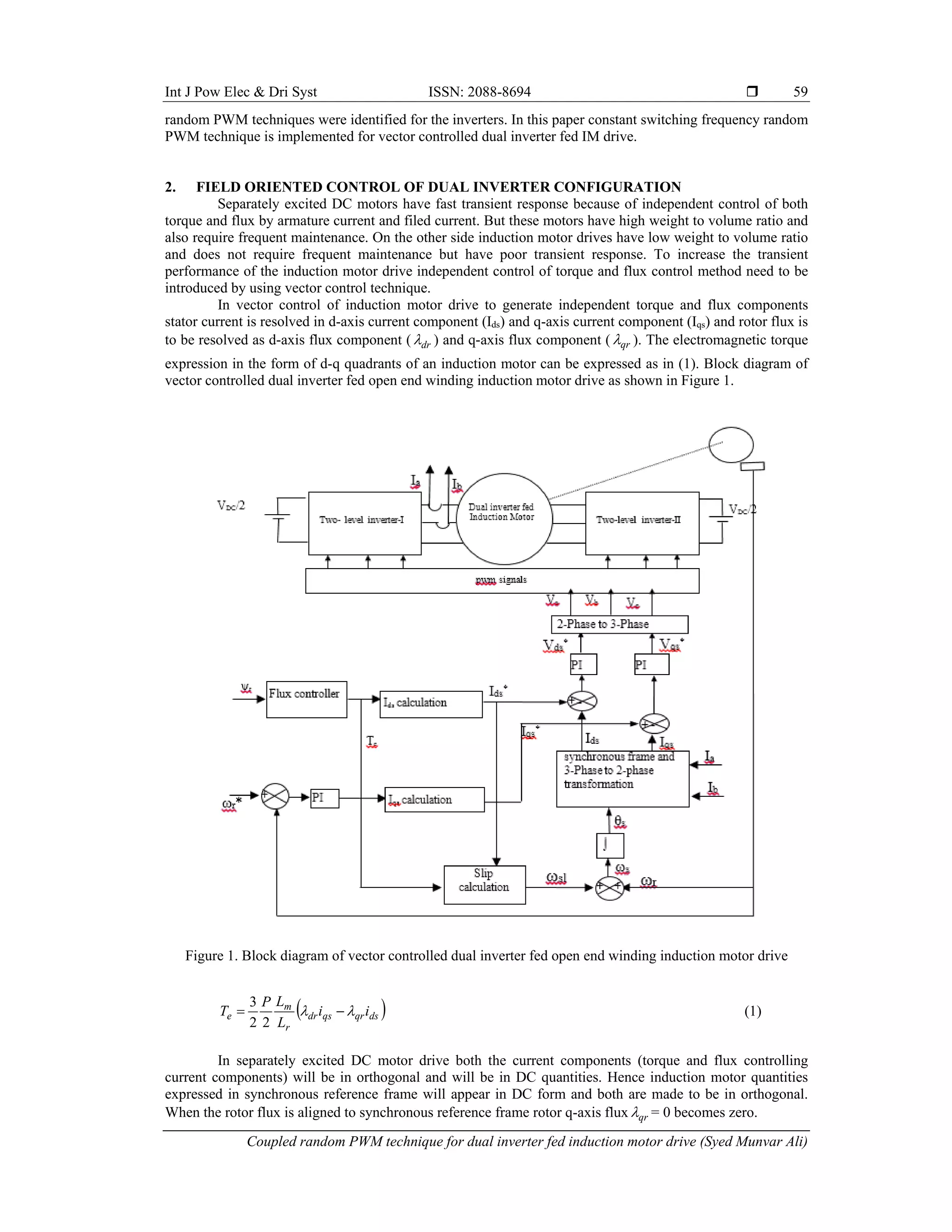 Coupled random PWM technique for dual inverter fed induction motor drive | PDF