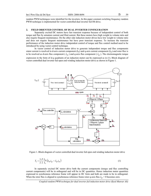 Coupled random PWM technique for dual inverter fed induction motor drive | PDF
