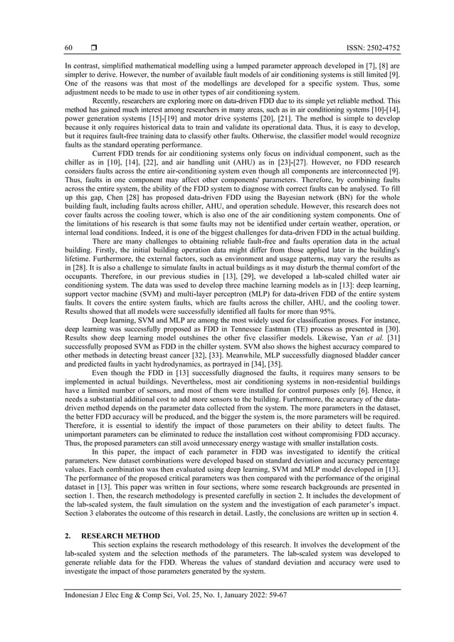 Parameter Selection In Data Driven Fault Detection And Diagnosis Of The Air Conditioning System
