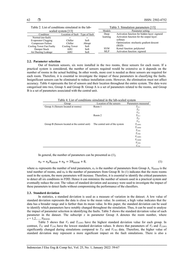Parameter Selection In Data Driven Fault Detection And Diagnosis Of The Air Conditioning System
