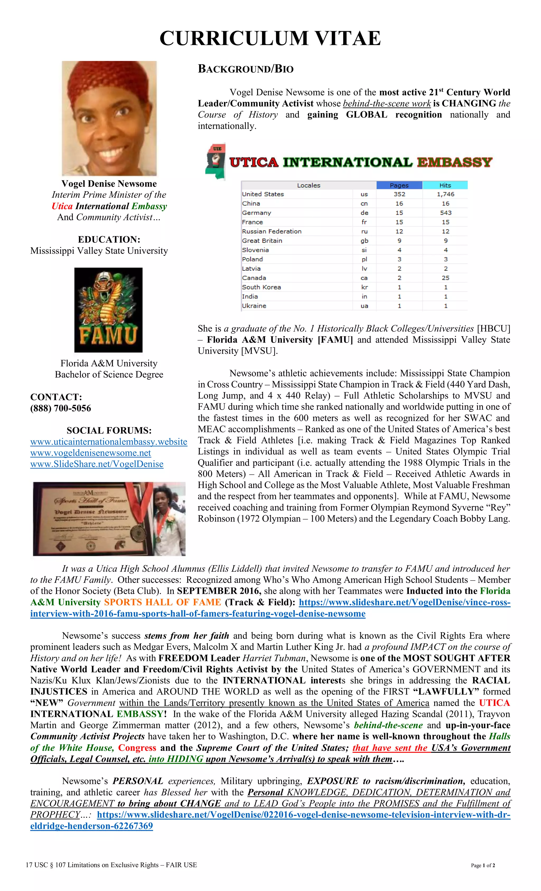 07/26/19 Vogel Denise Newsome's CURRICULUM VITAE | PDF