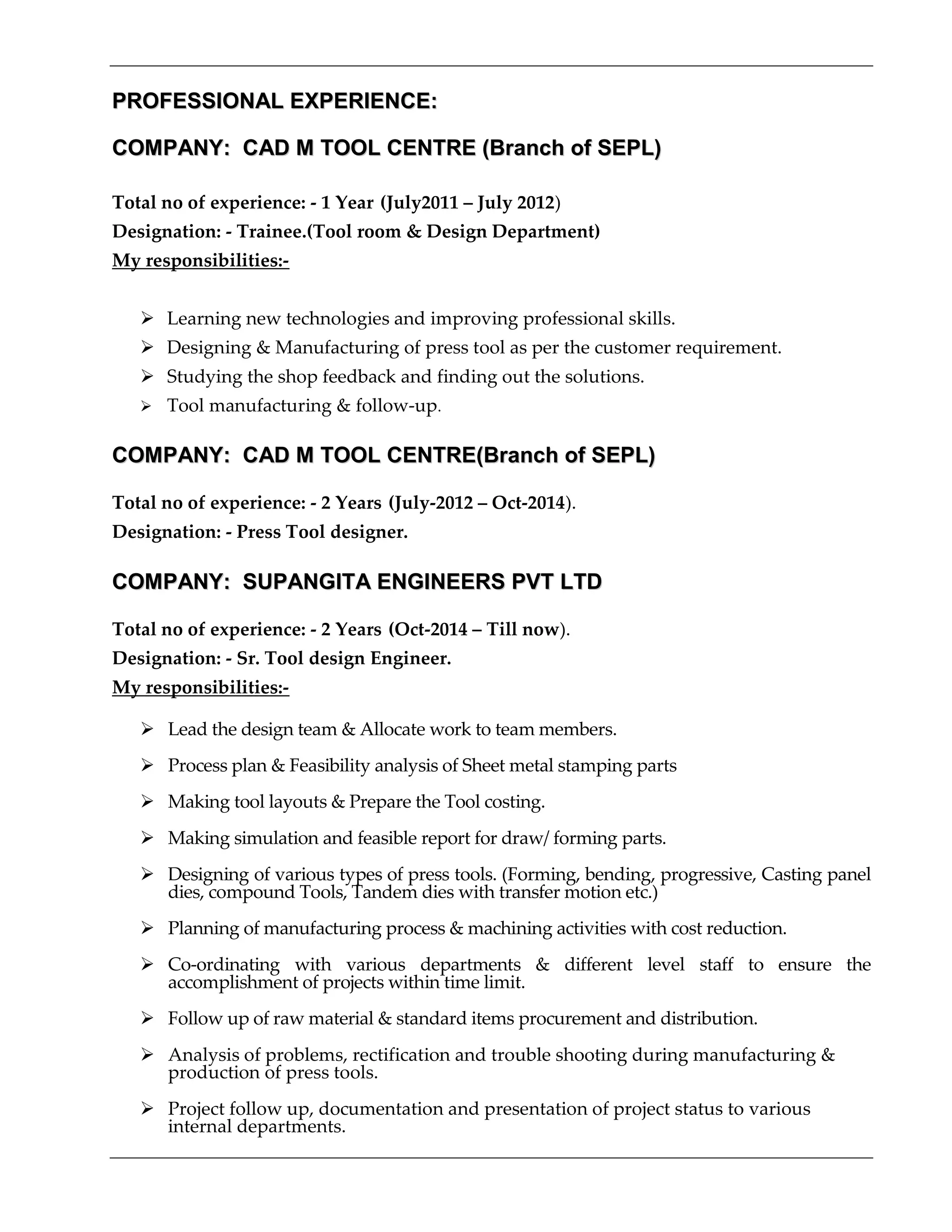 Press Tool designer | PDF