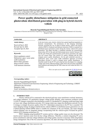 Power quality disturbance mitigation in grid connected photovoltaic distributed generation with ...