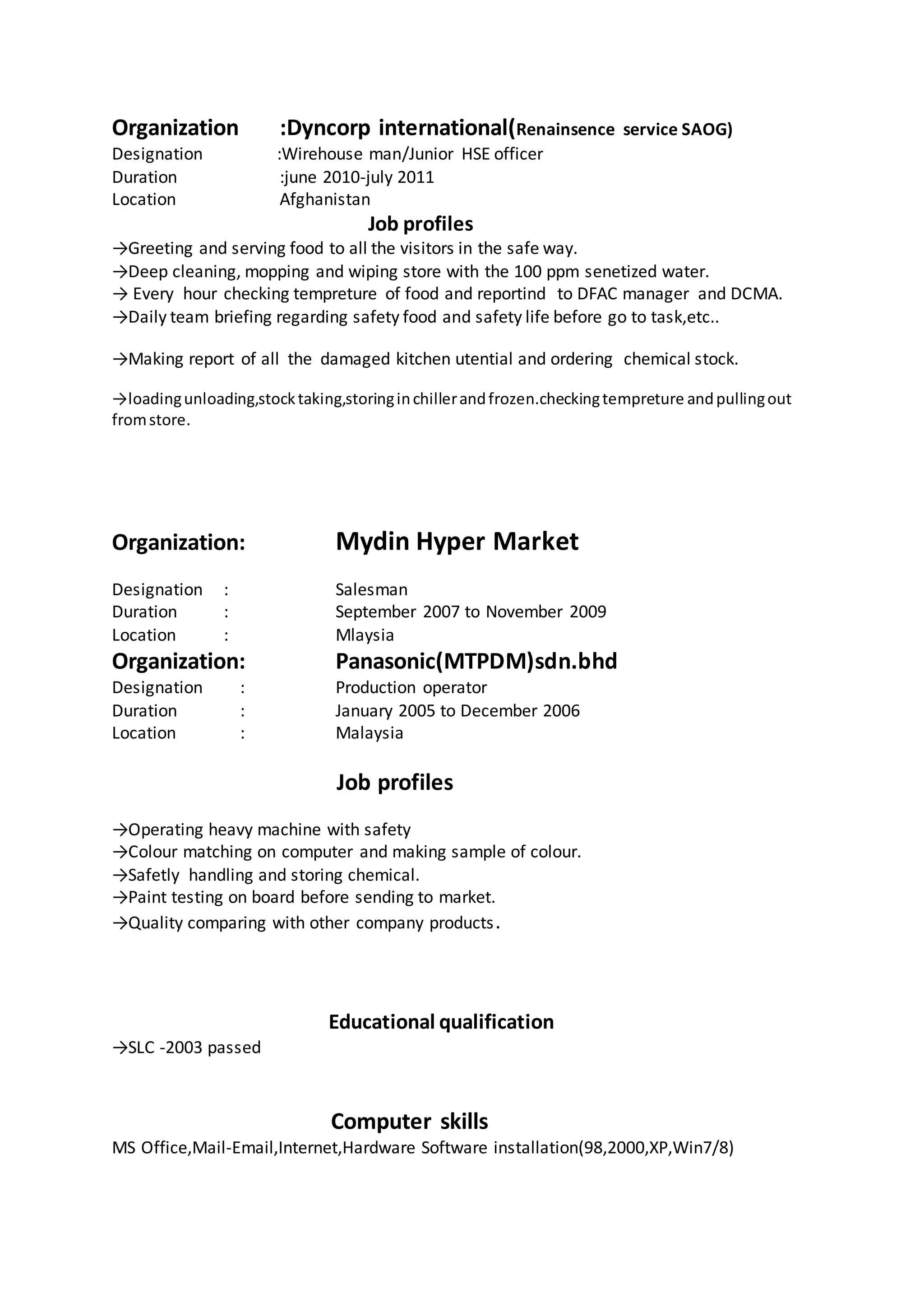 CURRICULUM VITAE sales | DOCX