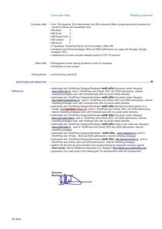 CVmiodragljubenovicengl | PDF