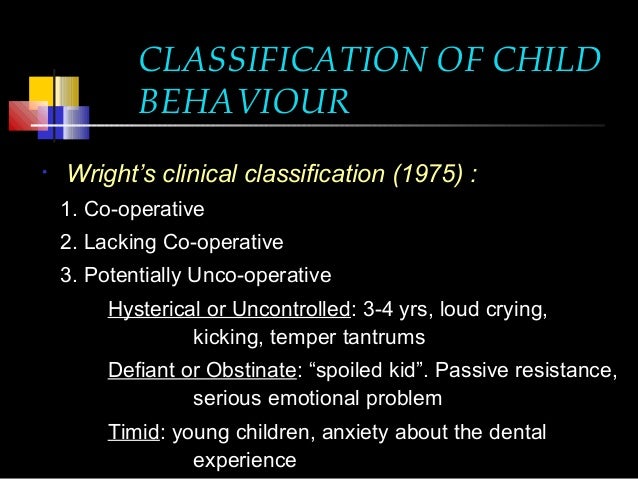 Management of child behavior in dentistry