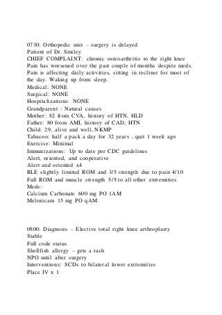 0730 Orthopedic unit – surgery is delayedPatient of Dr. Smiley | PDF