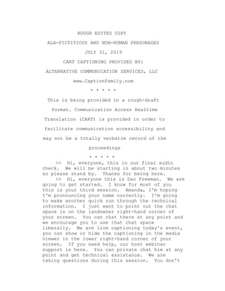 New Concepts: Fictitious and Non-human Personages (Transcript) | RTF