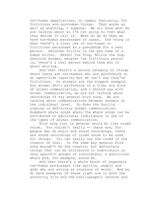 New Concepts: Fictitious and Non-human Personages (Transcript) | RTF