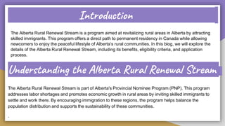 Settle in Alberta: Benefits of the Rural Renewal Stream | PPT