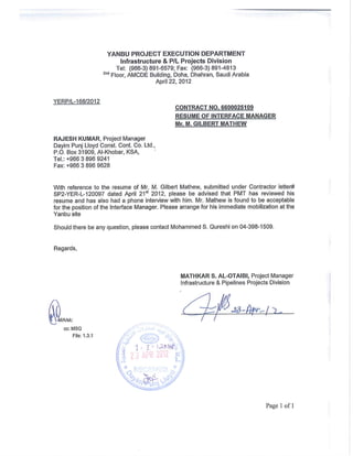 1-I-120168 Apprd CV of Interface Mngr Mr Gilbert Mathew | PDF