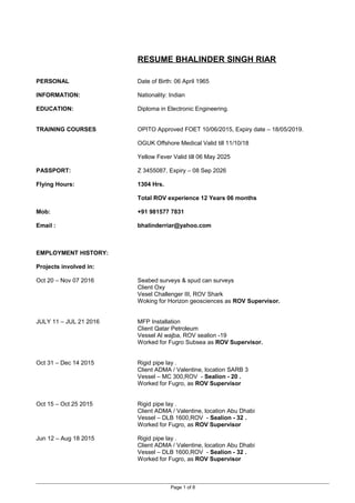 Bhalinder Riars CV | DOC