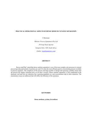practical-operational-aspects-of-dense-medium-cyclone-separation-9f775 ...