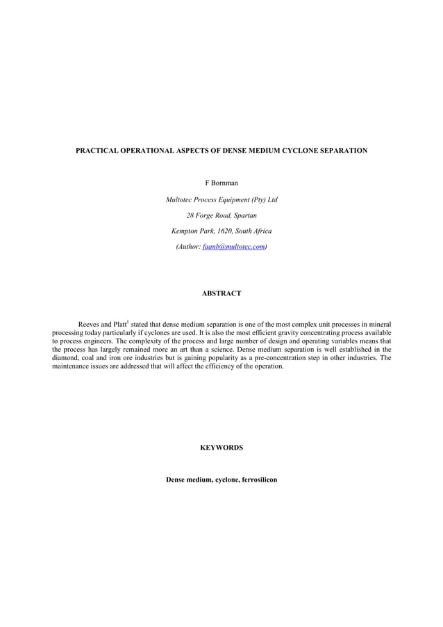practical-operational-aspects-of-dense-medium-cyclone-separation-9f775 ...