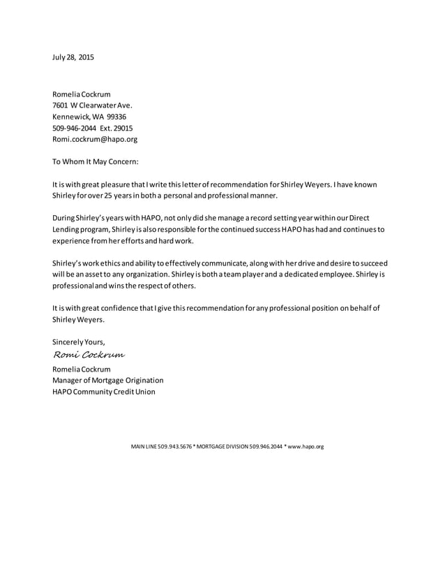 Recommendation Romi Cockrum | PDF