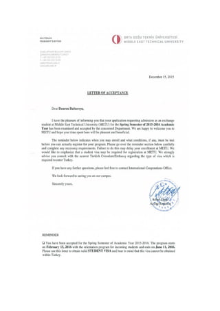 Acceptance Letter | PDF