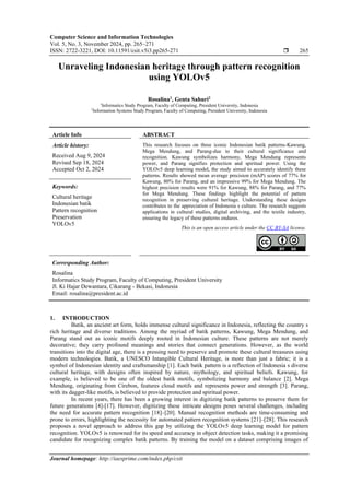 Unraveling Indonesian heritage through pattern recognition using YOLOv5 | PDF