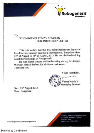 Robogenesis Training | PDF