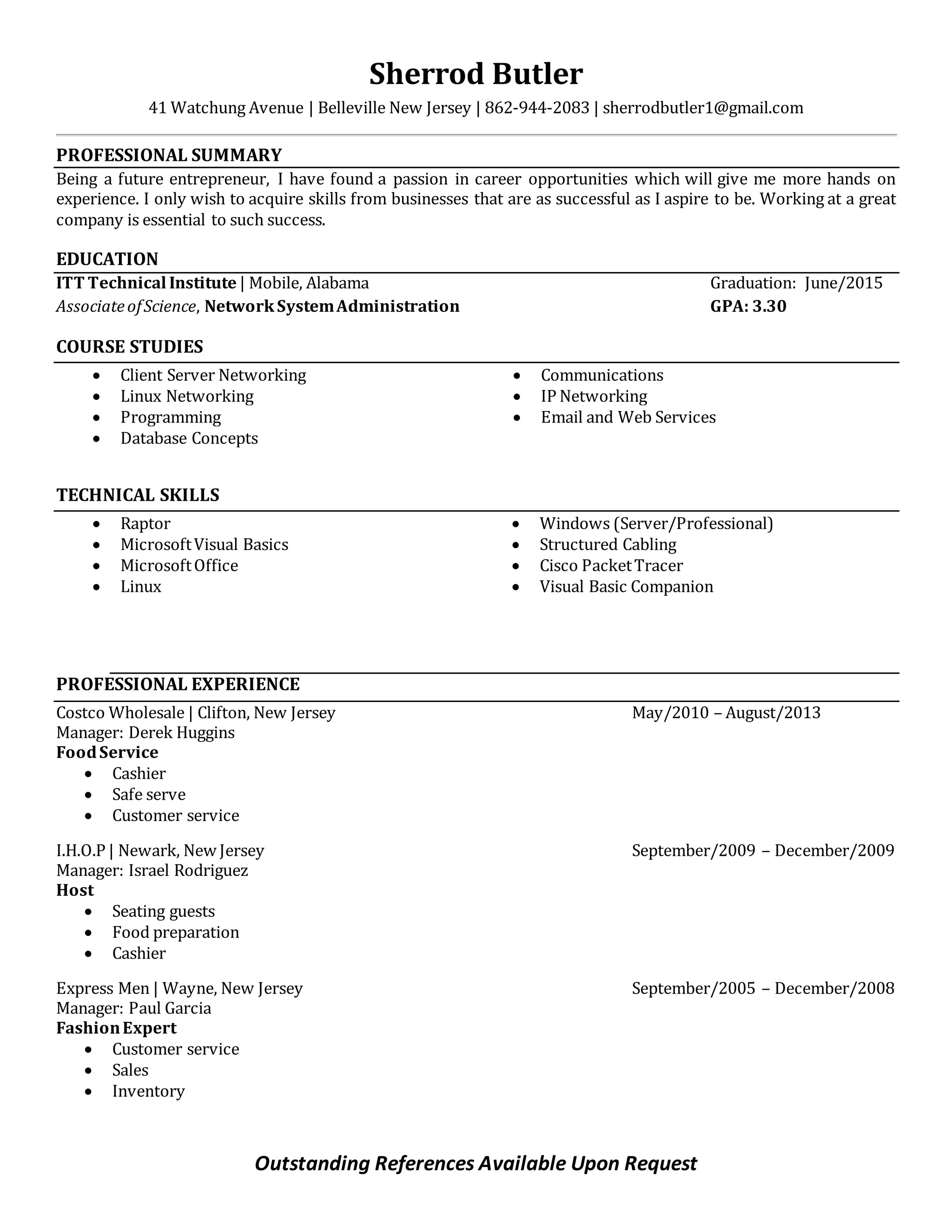 Sherrod Butler Resume (New Edit) | DOCX