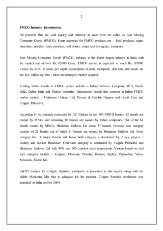 SWOT Analysis and formulation of Marketing Mix for Colgate sensitive | PDF
