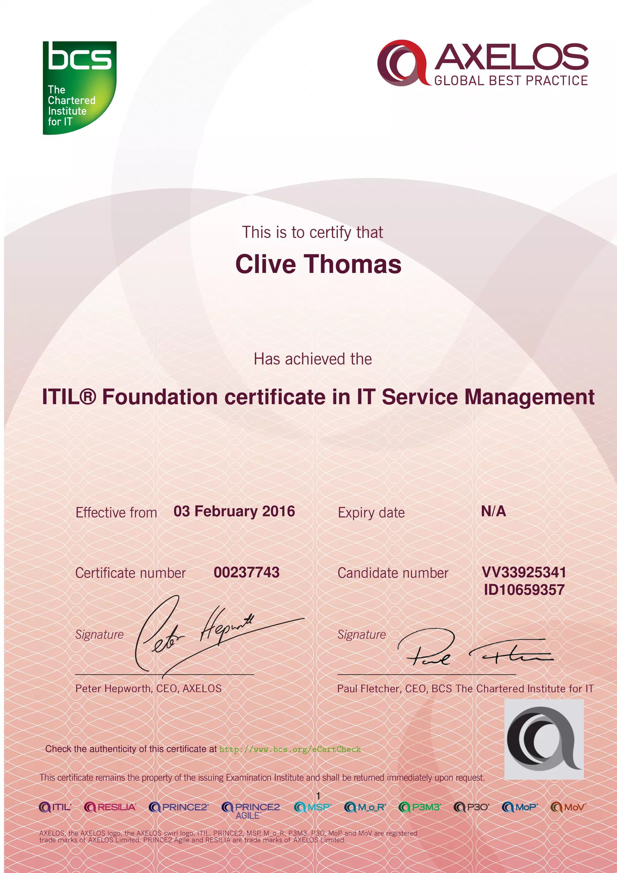 ITIL Foundation Certificate | PDF