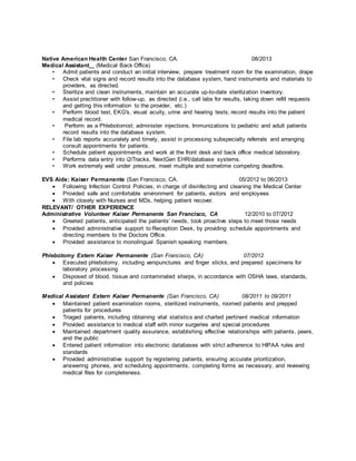 RESUME MEDICAL EVALUATIONS ASSISTANT | PDF