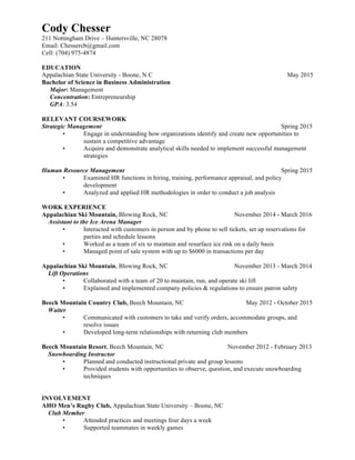 Cody Chesser's Resume | PDF