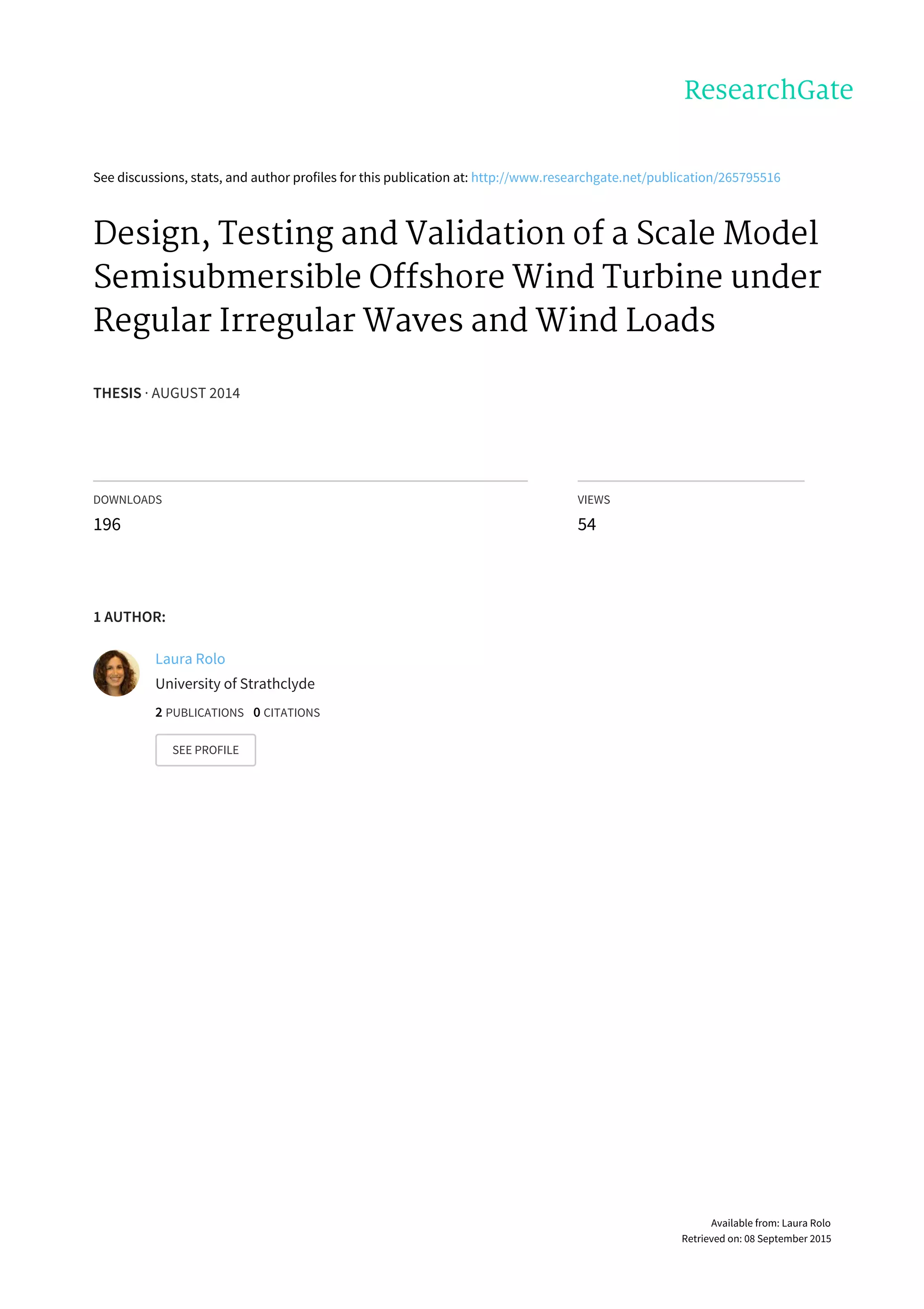 Design, Testing and Validation of a Scale Model Semisubmersible ...