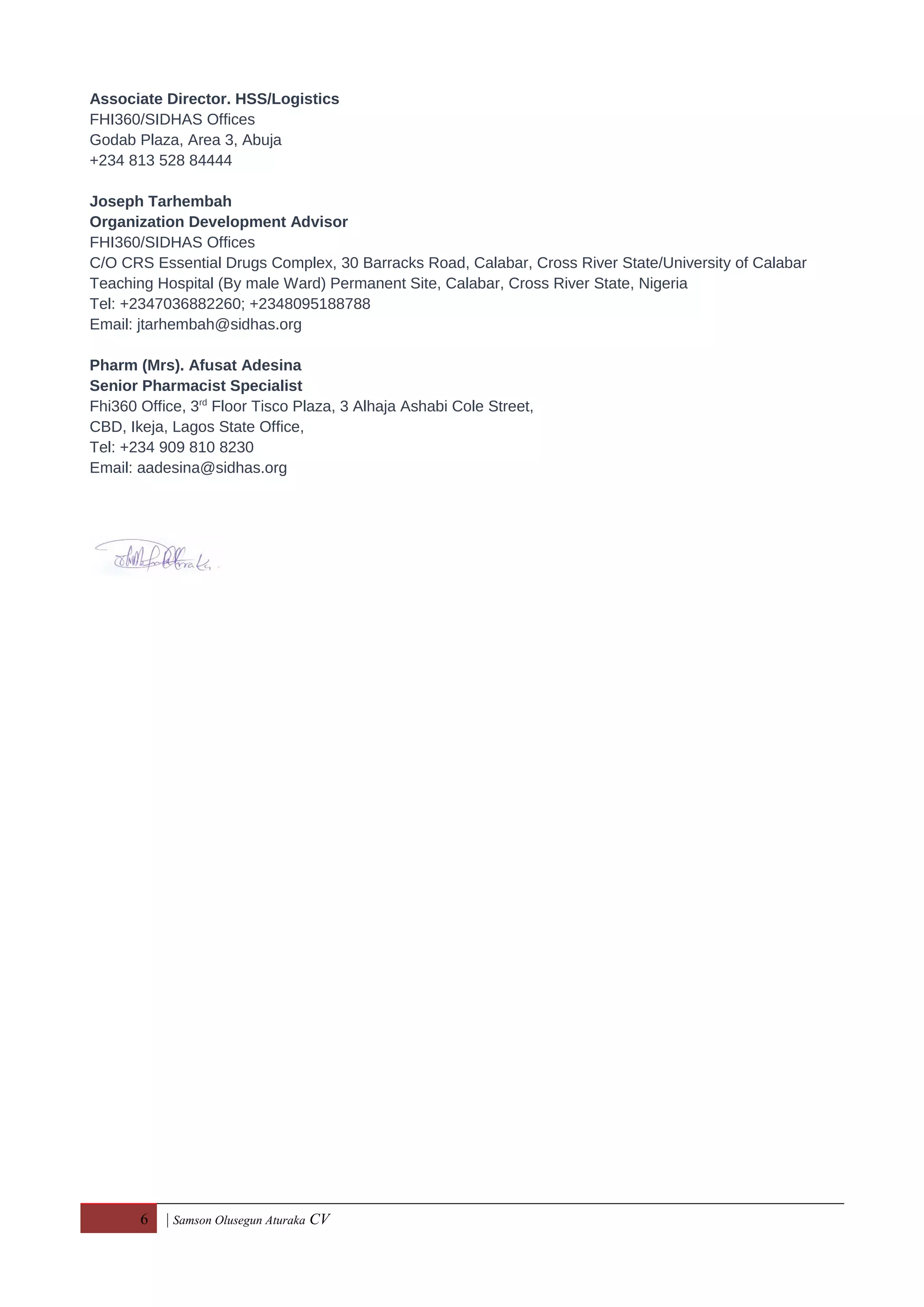 Aturaka Samson Olusegun CV + | PDF