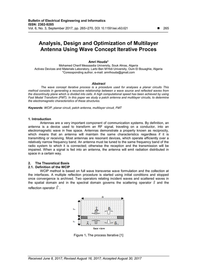 Analysis, Design and Optimization of Multilayer Antenna Using Wave Concept Iterative Process | PDF
