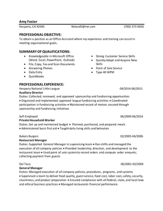 Amy Foster resume | DOCX