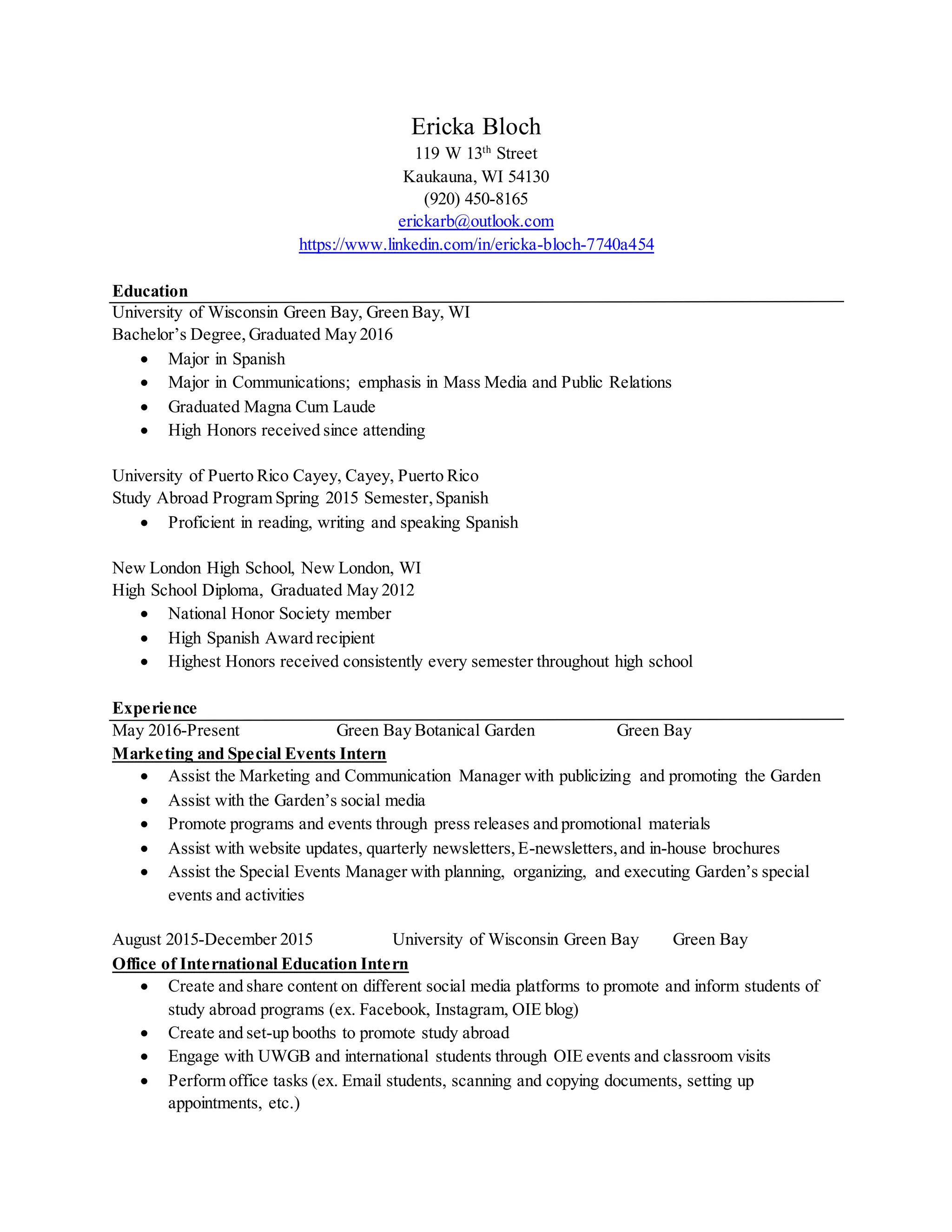 ErickaBloch Resume | PDF