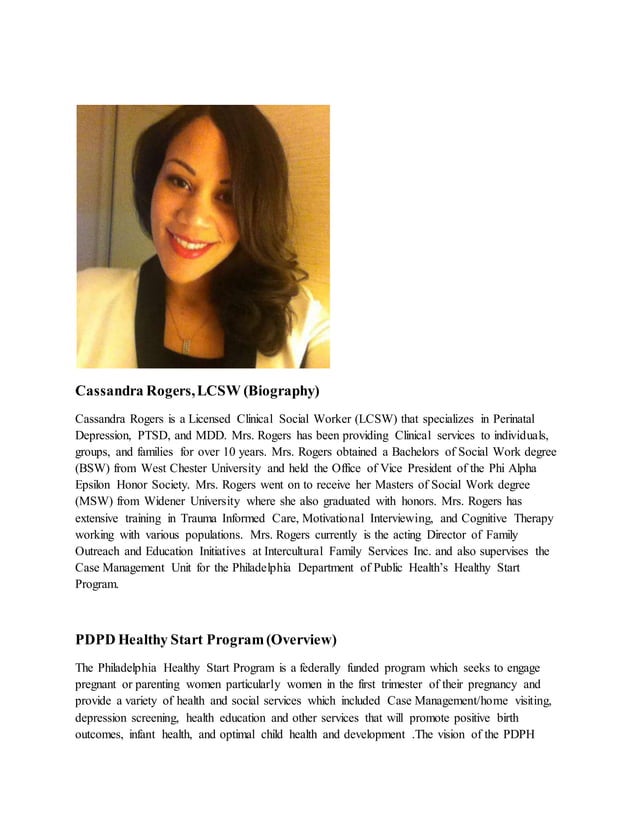 Cassandra Rogers biography | DOCX | Pregnancy | Reproductive Health