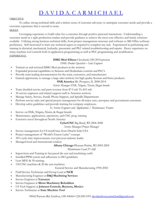 David Carmichael Brief Resume | PDF