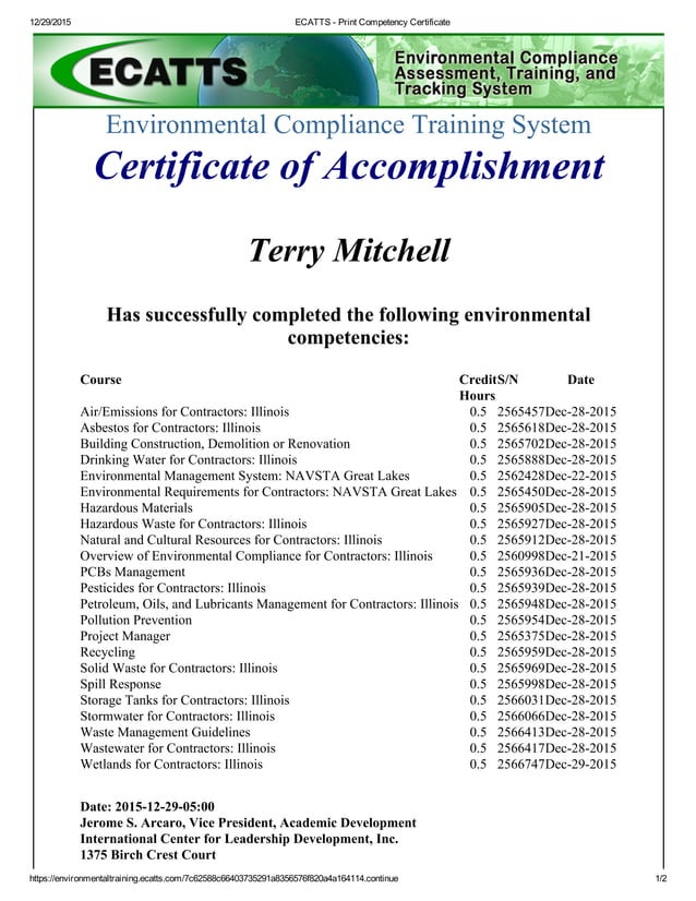 ECATTS - Print Competency Certificate | PDF