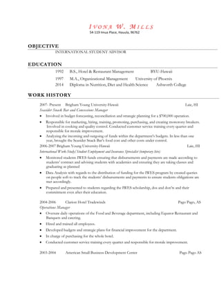 Ivona's Resume ISA | PDF | Business Administration | Business