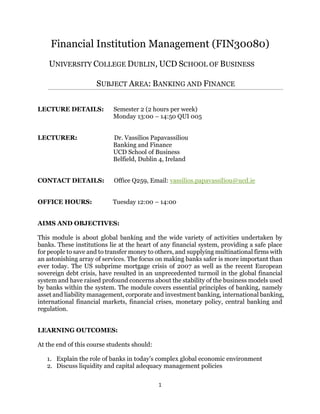 Financial Institution Management Outline 30080 | PDF