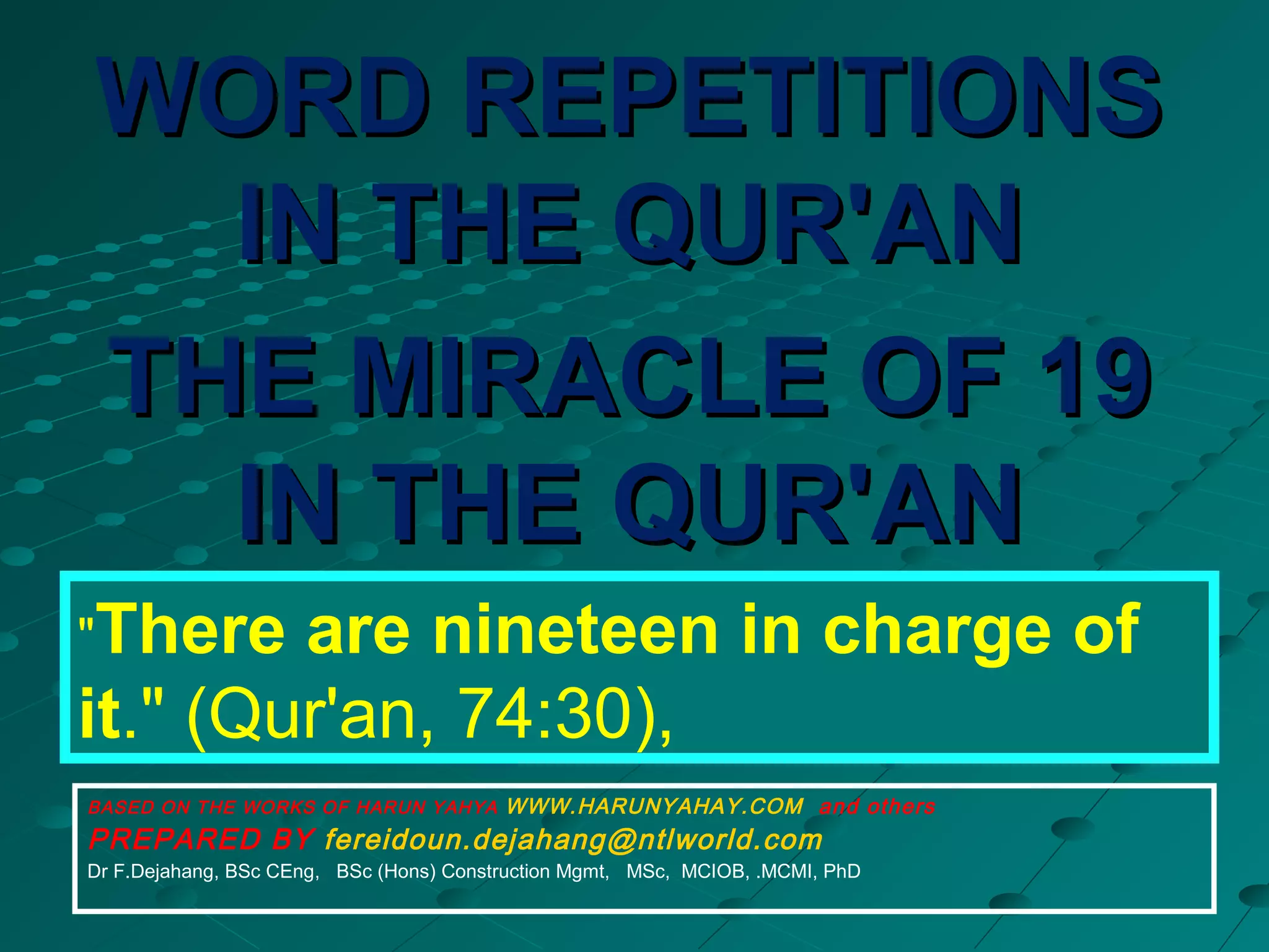 077 the word repetitions in the qur'an | PPT | Islam | Religion ...