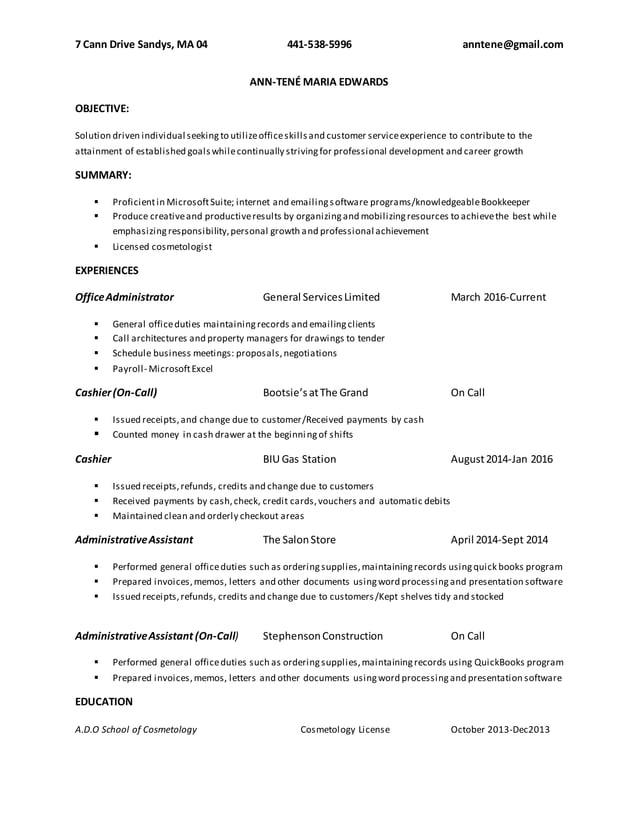 Ann-Tene Edwards Resume | PDF
