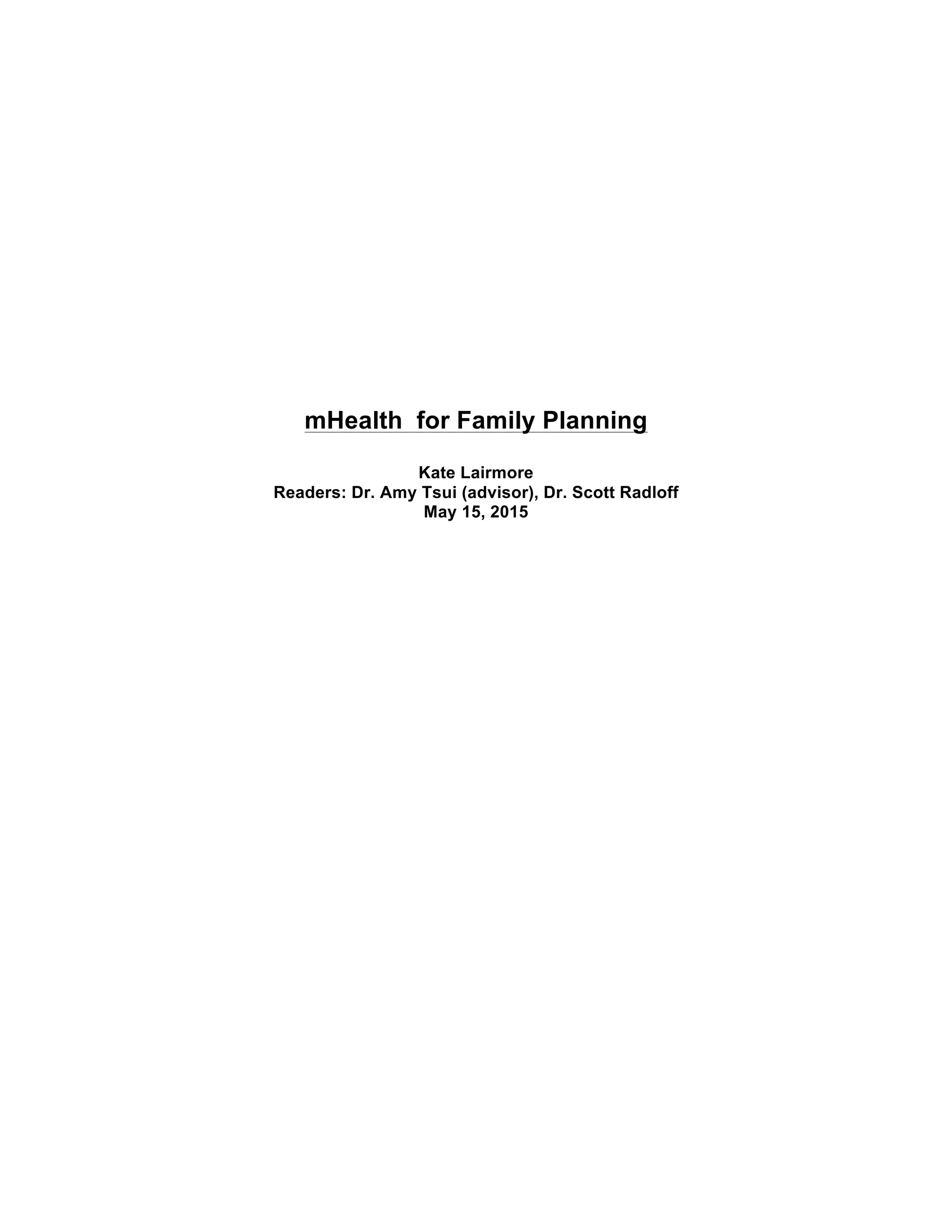 mHealth for Family Planning_Lairmore_final | PDF