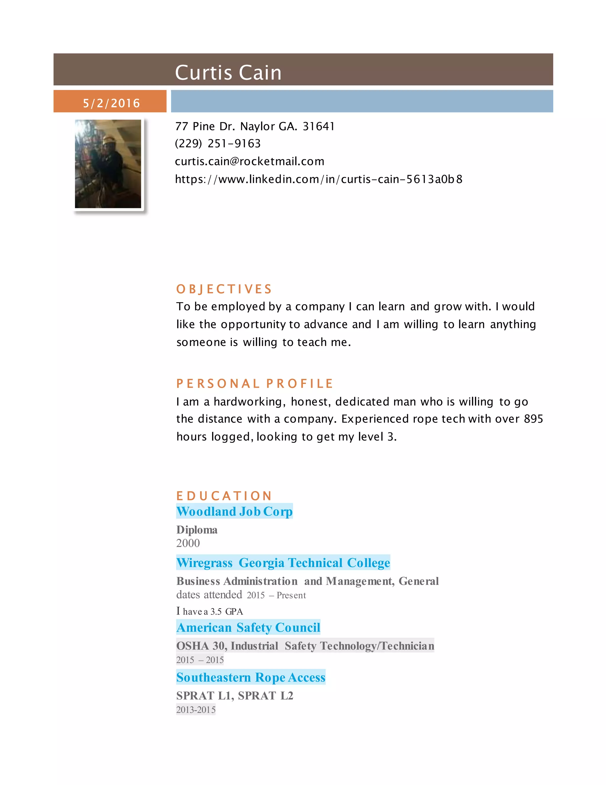 Curtis Cain Resume | PDF