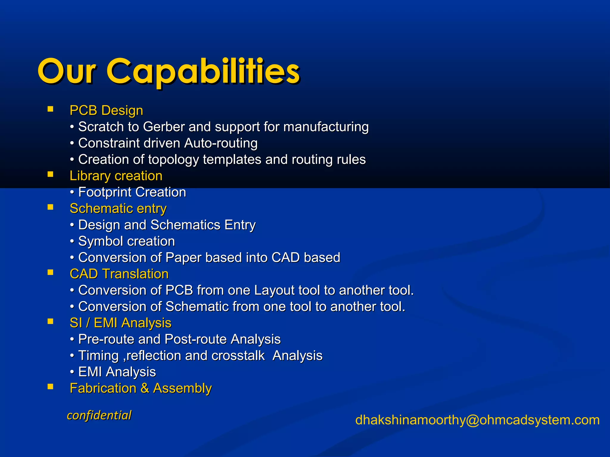 OHM CAD SYSTEM Capabilities | PPT