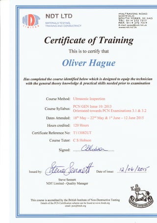 ut cert of training | PDF